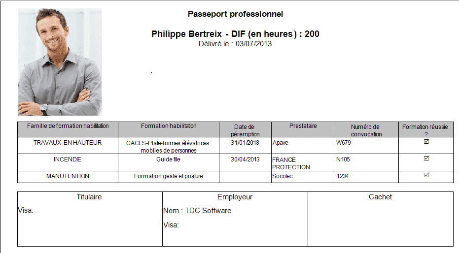 Logiciel gestion des habilitations : passeport professionnel
